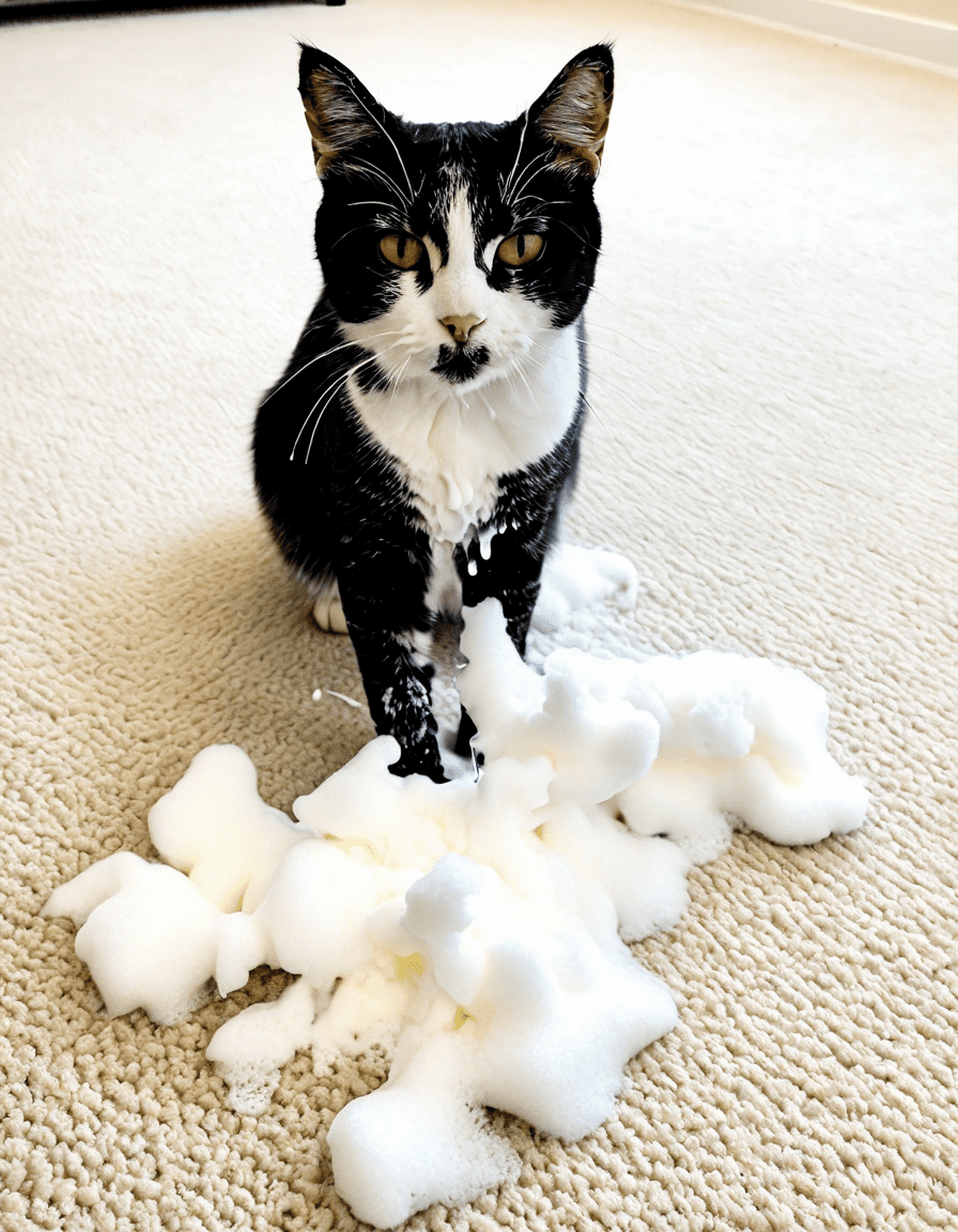 Cat Puking Foam Is Your Cat Sick Or Just Hairballs